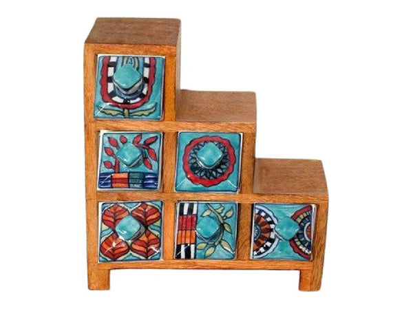 6 drawer step geometric design box – Bohemia & Co